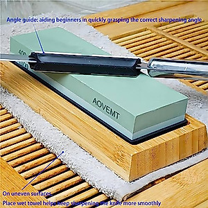 Knife Sharpening Stone Set, Aovemt Whetstone Coarse to Polished Finishes 4-Sided 400/1000 3000/8000 Grit wet stone, Axe Sharpening Stone, Leather Strop, Stropping Compound, Flattening Stone, ect.