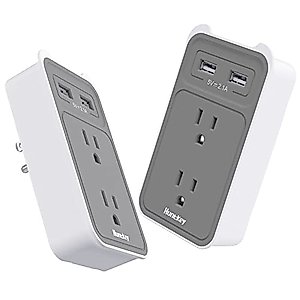 Outlet Extender with Multi Plugs, Huntkey Multi USB Plug Outlet Splitter W. Phone Cradle & 2 USB A Plug Charging Port （No Surge Protector)