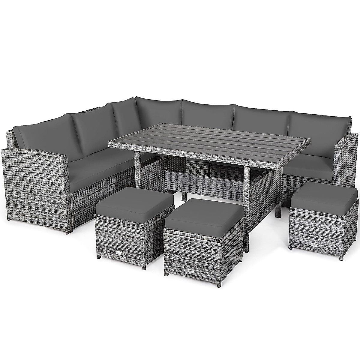 Overstock 7-Piece Outdoor Rattan Patio Furniture Set Grey