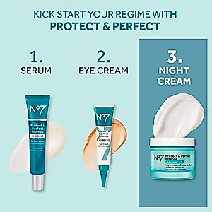 No7 Protect & Perfect Intense Advanced Night Cream - Vitamin E & Shea Butter Face Cream - Fine Line Reducing Moisturizer with Collagen Peptide Technology (1.69 fl oz)