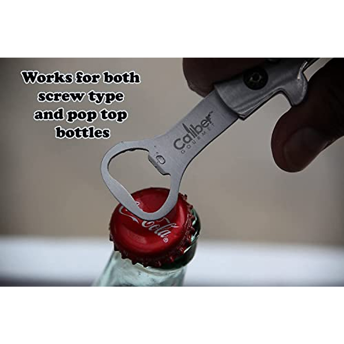 Caliber Gourmet Switchblade Bottle Opener for Beer Soda Bartender Supplies Tailgate party parties -Black