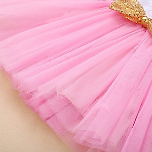 ODASDO Toddler Kids Girl My 3rd Third Birthday Cake Smash Outfit Cotton Long Sleeve Princess A-line Tutu Tulle Dress Bowknot Headband Set Three Years Old Party Clothes Photo Props Pink 3 Years