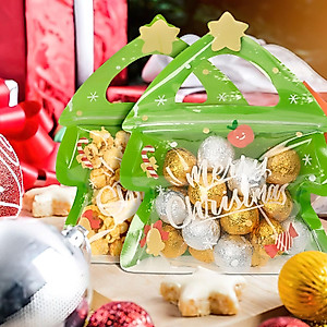 SEPGLITTER Resealable Christmas Gift Bags,24Pcs Special Shaped Christmas Gift Bags with Handles for Christmas Holiday Party Candy Small Gift Wrapping Supplies Decor