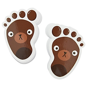 Bluecell 15-Pairs Cartoon Animals Guide Self-Adhesive Footprints Stickers Floor Decals for Room Party Nursery Floor Stairs Decor (Bear (Brown))