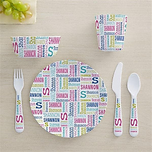 Personalization Universe Repeating Name Personalized Kids 3pc Utensil Set