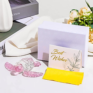 Movdyka Crystal Pink Sea Turtle Decor Gifts for Women, Sea Turtles Statue Blown Art Glass Animals Sculpture Collection Figurine Home Decor, Paperweight Birthday Present for Best Frien