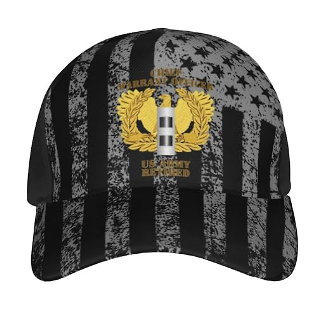 Tavos Army Retired Chief Warrant Officer Emblem Cw2 Trucker Hat for Men - Baseball Snapback Cap Outdoors American Flag