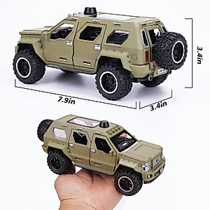 ORALEAF Die Cast Metal Toy Cars, 1/24 Scale Off-Road Car Toy Model with Sound and Light, Gifts for 3 Year Old Boys and up