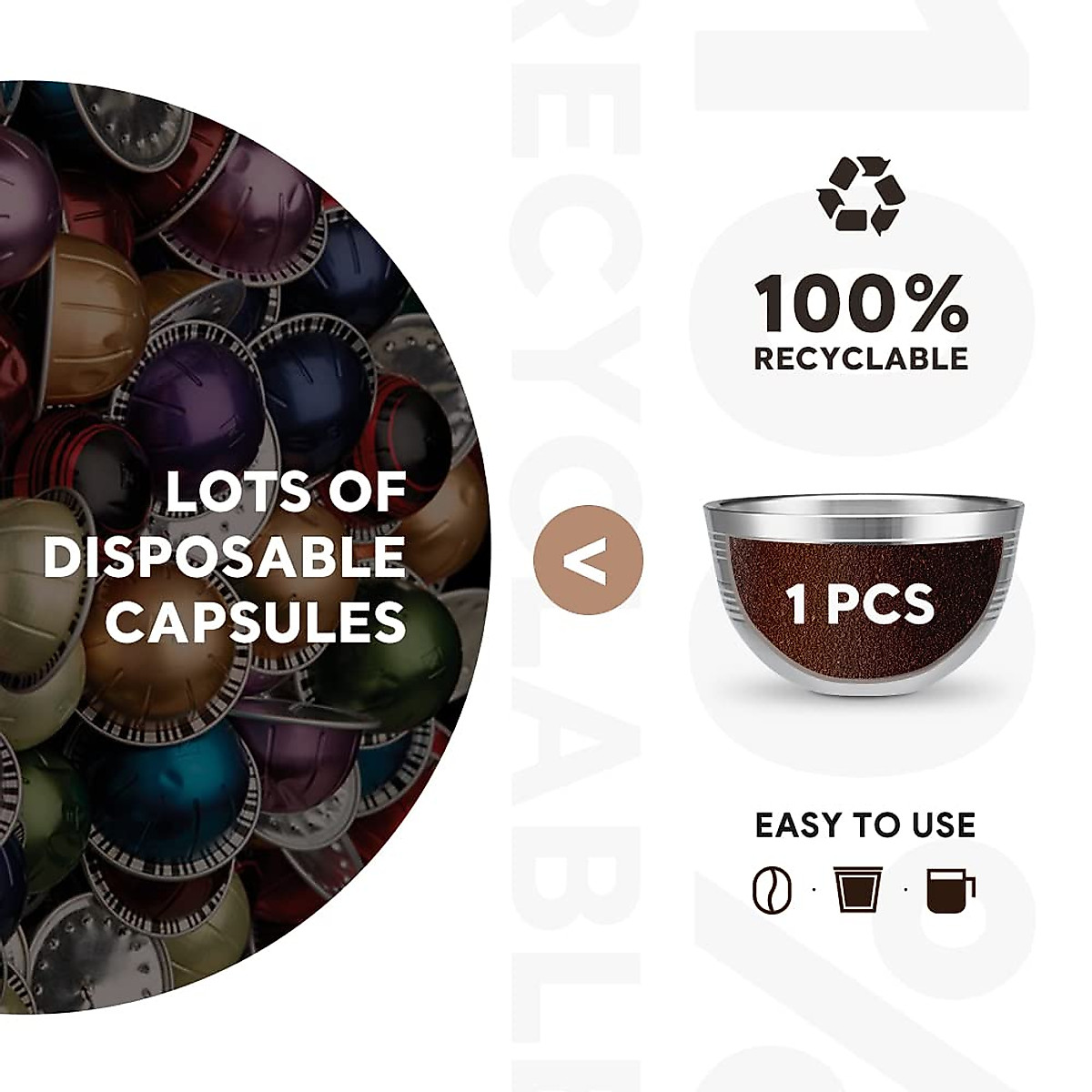 Reusable Vertuo Next Coffee Pods Holder Stainless Steel Refillable Filters Only Compatible with Nespresso VERTUO NEXT 8OZ - 3.0 Genaration