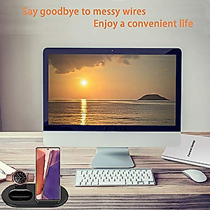 Aukvite Wireless Charging Station Samsung, 3 in 1 Wireless Charger for Galaxy Watch 4, Watch Active 2 and Galaxy Buds Pro, Phone Charger Stand Dock Compatible with Samsung Galaxy S22 S20,iPhone(Black)