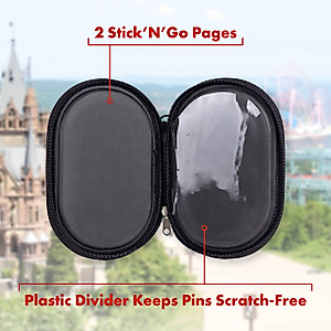 PinFolio Go Pin Display Bag, Lightweight & Compact Sports & Disney Pin Book Designed for Loungefly Backpacks & Easy Trading Up to 40 1-Inch Enamel Pins (Black)