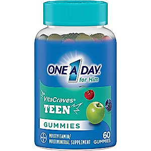 One A Day Teen for Him Multivitamin Gummies, Supplement with Vitamin A, C, D, E and Zinc for Immune Health Support* & more, 60 Count