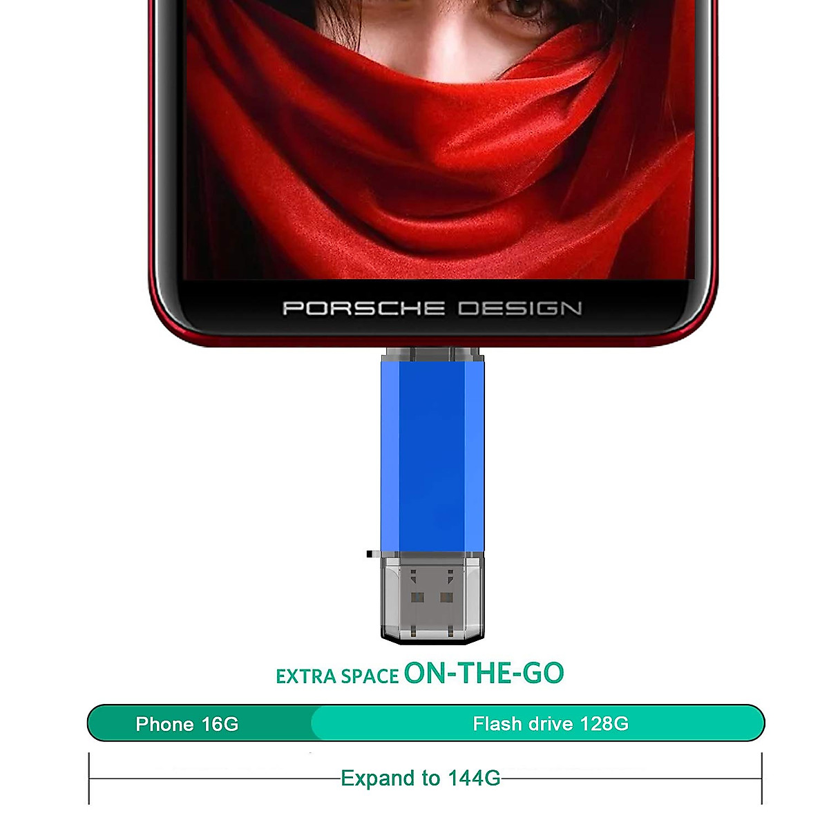 KALSAN 128GB USB Flash Drive, Type C Dual USB Disk(USB-A 3.0/Type C 3.0), High Speed 128GB Thumb Drive 128GB USB Pen Drive for Type C Smartphones, Tablets, PC, New MacBook-Blue