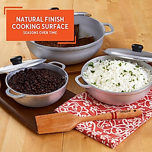 IMUSA USA Traditional Colombian Natural Caldero Matching Aluminum Lid 3-Piece (3.5/7.0/11.0 Quart) Dutch Oven Set, Silver (GAU-89224DS), Large