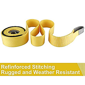 NovelBee 3" x 20' Heavy Duty Recovery Tow Strap,Emergency Off Road Towing Rope with Green Fluorescent Protective Sleeve