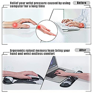 icolor Keyboard Wrist Rest Pad and Mouse Wrist Rest Support Set, Ergonomic Memory Foam Mouse Pad for Gaming Office PC Computer Laptop,Non Slip Rubber Desk Pad Relief Pain