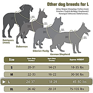 Auroth Tactical Dog Harness for Large Dogs No Pull Adjustable Pet Harness Reflective K9 Working Training Easy Control Pet Vest Military Service Dog Harnesses Army Yellow L