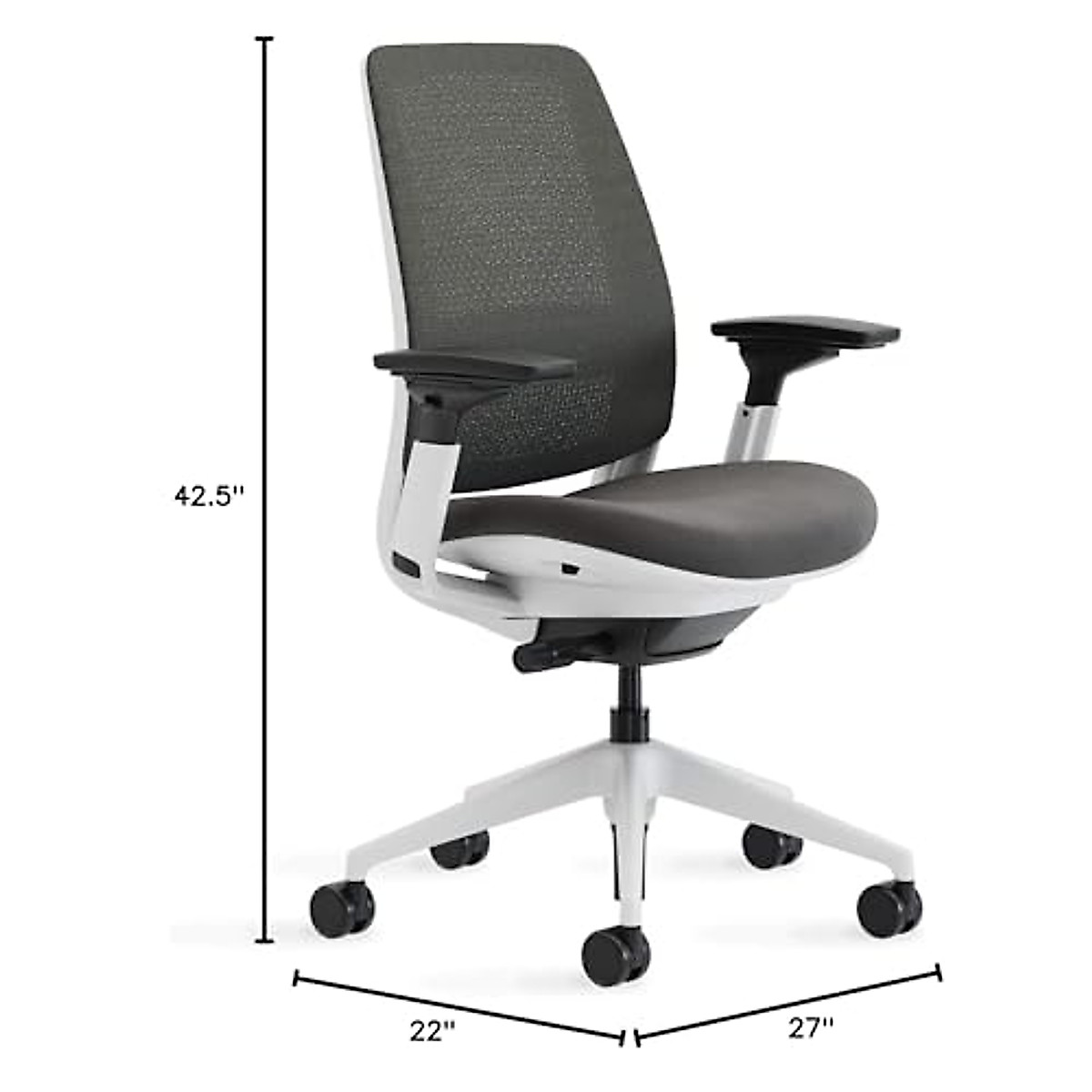 Steelcase Series 2 Office Chair - Ergonomic Work Chair with Wheels for Carpet - with Back Support, Weight-Activated Adjustment & Arm Support - Adjustable Rolling Chairs for Desk - Graphite
