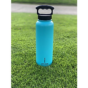 Fifty/Fifty 40oz, Sport Double Wall Vacuum Insulated Water Bottle, Stainless Steel, 3 Finger Cap w/ Wide Mouth, Cool Mint, Cool Mint, 40 oz.