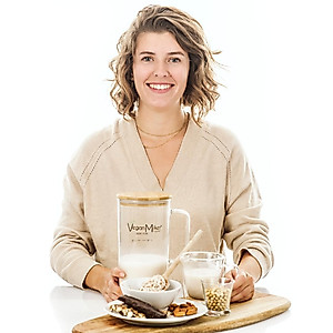 Vegan Milker Soul. Kitchen Tool to make plant milks from any nut, grain or seed. Wooden mortar. Milk Maker with Free Recipe E-Book (Soul)