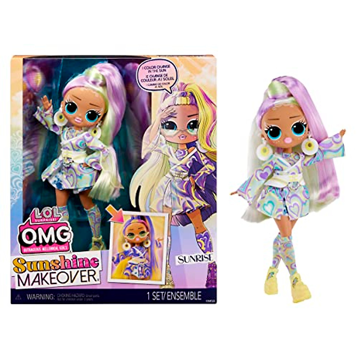 L.O.L. Surprise! LOL Surprise OMG Sunshine Color Change Sunrise Fashion Doll with Color Changing Hair and Fashions and Multiple Surprises – Great Gift for Kids Ages 4+