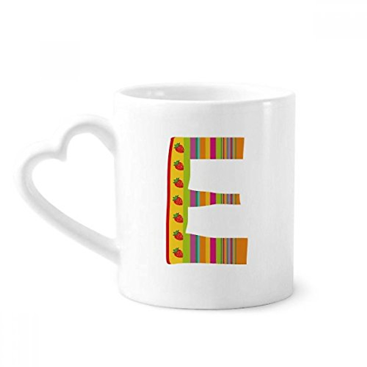 E Alphabet Strawberry Fruit Cute Pattern Mug Coffee Ceramic Drinkware Glass Heart Cup