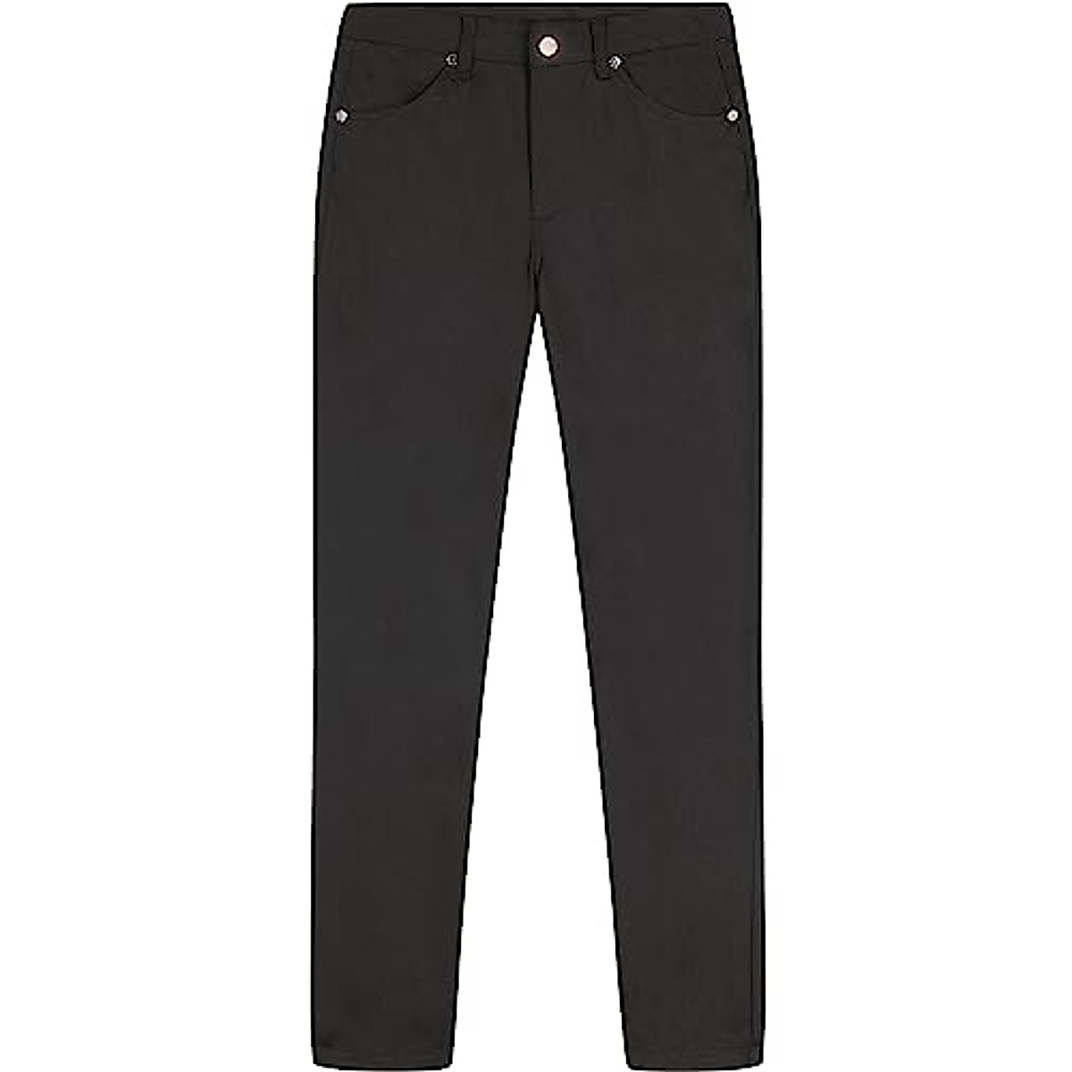 IZOD Boys' School Uniform Twill Khaki Pants, Flat Front & Comfortable Waistband, Black 5-Pocket, 16 Husky