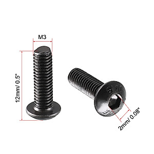 uxcell M3 x 10mm Alloy Steel Hex Socket Button Head Screws Black 100 Pcs