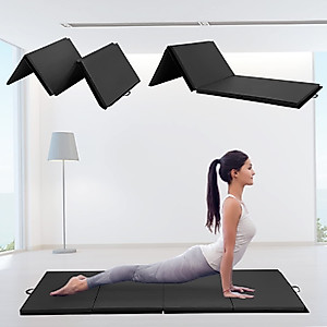 Tumbling Mats for Gymnastics for Home 4'X10'X2" Gym Exercise Pad with Carrying Handles Folding Exercise Mat for Yoga,Stretching,Workouts,Home Gym