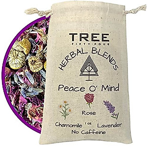 Peace O' Mind Herbal Blend - Chamomile, Red Rose Petals, Lavender | Natural Caffeine Free Tea & Smoke Blend by Tree Fifty Four | 30 Cups