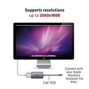 Club3D CAC-1510-A USB Type C to Dual Link DVI-D Cable Adapter Support 3840x2160@30hz, 2560x1600@60Hz HDCP Off for Apple Cinema Displays M/F