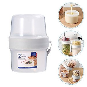 Hemoton 1 Set double layer crisper hot food flask cereal and milk thermal food jar hot food jar vacuum food containers Sealed Cereal Oatmeal small container yogurt white plastic pp office
