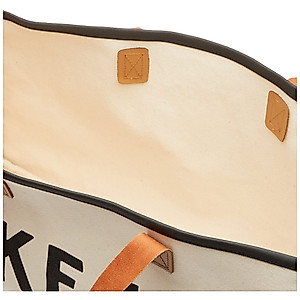 Santa Barbara Design Studio Tote Bag Hold Everything Collection Black and White 100% Cotton Canvas with Genuine Leather Handles, Large, Lake Life