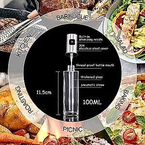 Shiadarix Oil Sprayer for Cooking, Olive Oil Sprayer Mister for Air Fryer, 100ml Glass Olive Oil Spray Bottle with Stainless Steel Cap, Oil Spritzer Dispenser for Kitchen Baking Frying (2 Piece Set)