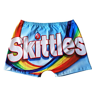 Snack Shorts - High Waisted Booty Shorts Stretchy Biker Shorts for Women Sexy Candy Shorts (Skittles, X-Large)