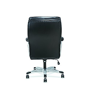 Sadie Executive Computer Chair- Fixed Arms for Office Desk, Black Leather (HVST315)