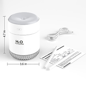 Mini Humidifiers for Bedroom 350ml Small Plants Humidifier Indoor Portable Travel Desk Cool Mist Humidifier, Auto Shut-Off 2 Mist Modes Humidificador for Bedroom Plants Travel Office Desk Car White
