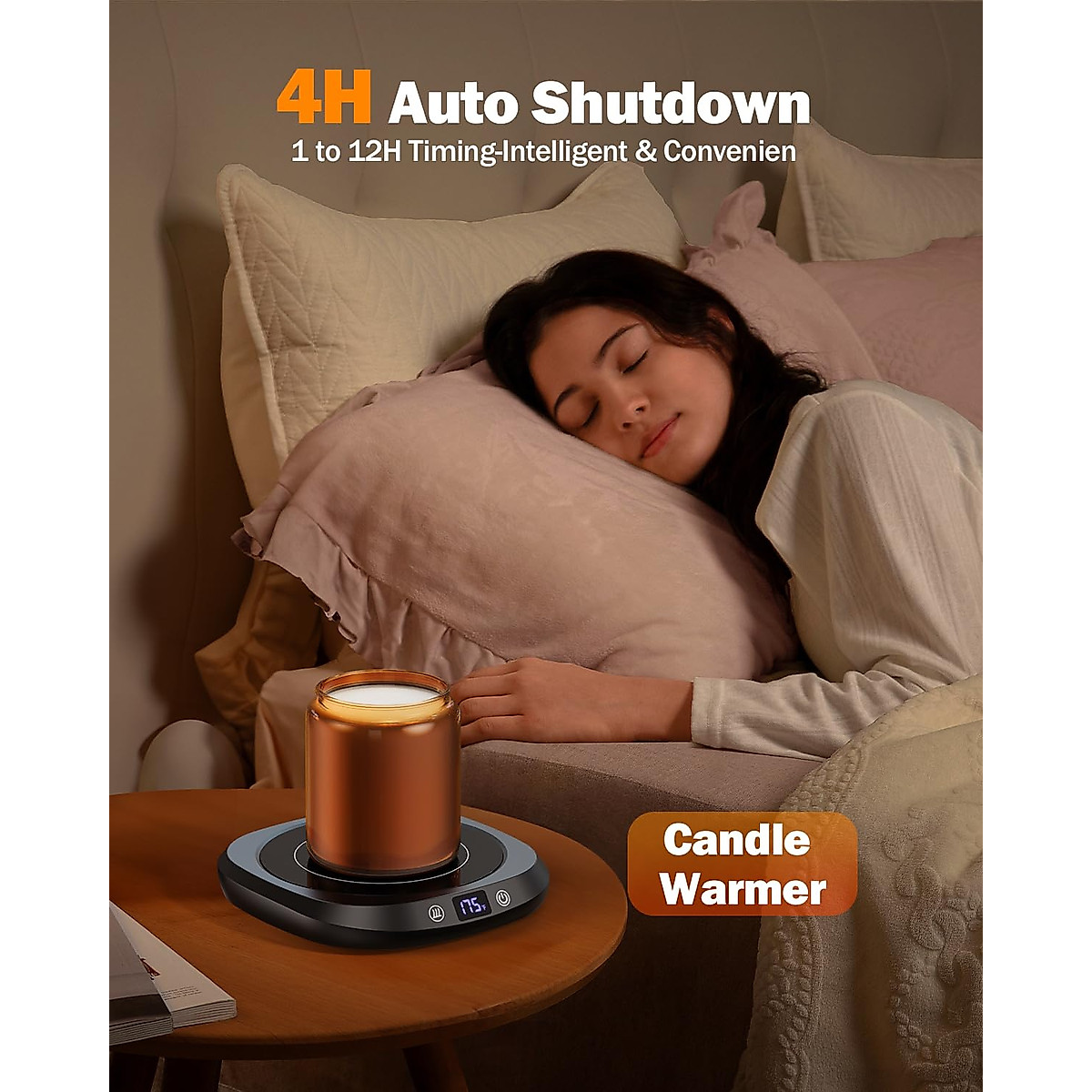 Coffee Mug Warmer -4S Fastest Heating Coffee Cup Warmer for Desk，5 Temp & 1-12H Timer Settings Auto Shutoff Candle Warmer,Ideal Coffee Gift Accessories with Greeting Card Keep Beverages Coffee Warmer