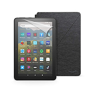 Fire HD 8 tablet, 64 GB, Black + Amazon Fire HD 8 Cover, Charcoal Black + NuPro Screen Protector, 2-pack