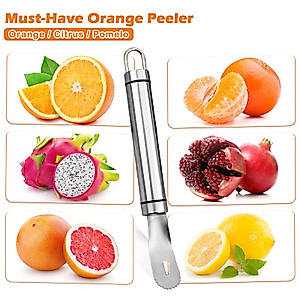 Stainless Steel Orange Peeler | Easy to Peel | Long Handle Orange Citrus Peeler Tool | Triangular-Blade & Zigzag-Shovel Orange Peeler Gadget