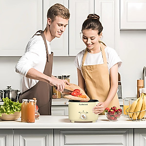 Audecook Hot Pot Electric, 2.5L Portable Nonstick Multicooker for 1-3 Persons, Honeycomb Texture Travel Electric Skillet with Dual Power Temperature Control for Steak/Egg/Noodles/Oatmeal (Beige)