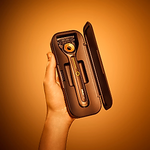 Gillette Heated Razor for Men, Deluxe Travel Shave Kit by GilletteLabs, 1 Handle, 2 Blade Refills, Charging Dock, Case