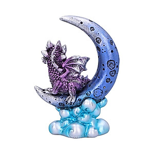 Nemesis Now U5028R0 Metallic Purple Crescent Creature Moon Dragon Figurine, Polyresin, One Size