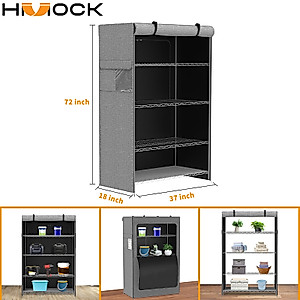 HMOCK Wire Shelf Cover,600D Heavy Duty Waterproof Dustproof Shelf Covers for Wire Shelving Cover,Outdoor Wire Rack Cover with Zipper for Metal Wire Shelf (Grey,37" L x 18" W x 72" H)