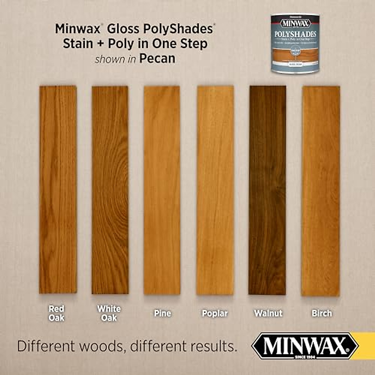 Minwax PolyShades Wood Stain + Polyurethane Finish – Quart, Pecan, Gloss