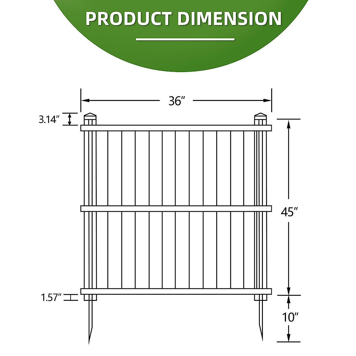 FLYYIBO Outdoor Privacy Screen, No Dig White Vinyl Privacy Fence Screen Kit for Pool Equipment Enclosure, Trash Can Enclosure for Outside (36" W x 48" H, 2 Panels)