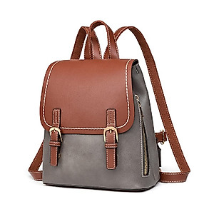 SHESTORY Women PU Leather Fashion Backpack Girl Daypack for Traveling (Dark brown)