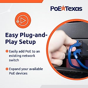 PoE Texas POE-16-48v120w | 16 Port Passive PoE Injector - Power Over Ethernet for 802.3af Cameras, IP Phones, Access Points and More with 10/100 Data