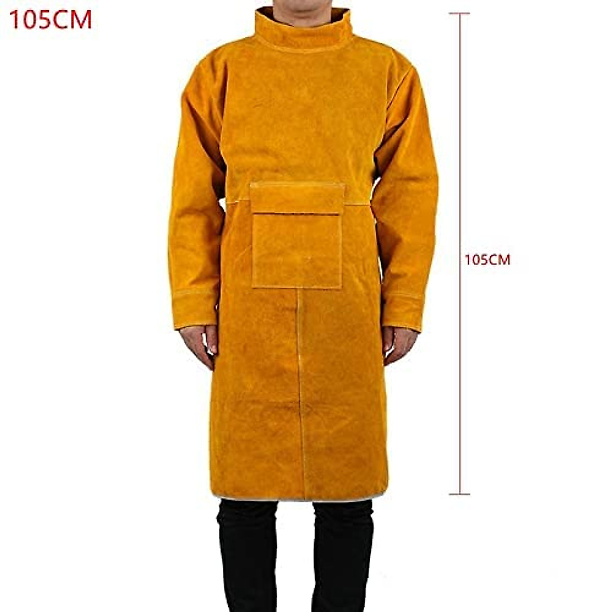 Cowhide Work Clothes Apron Welding Protective Clothing Heat And Fire Resistant Welders Clothing Welding Apron With Sleeves (105CM)