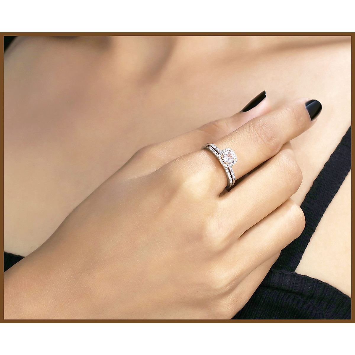 Dazzlingrock Collection 10K 5 MM Round Morganite & Diamond Bridal Halo Engagement Ring Set, Rose Gold, Size 8